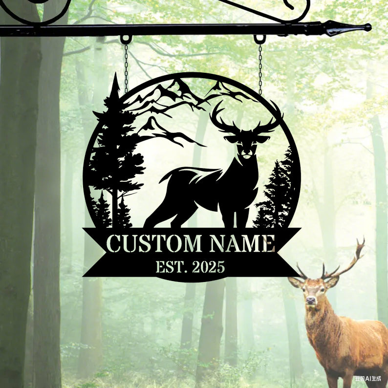 Custom Deer Cabin Metal Sign – wroughtsiron
